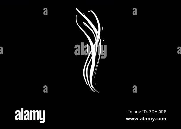 2D cartoon smoke effects on a black background. Dynamic vapors of white ...