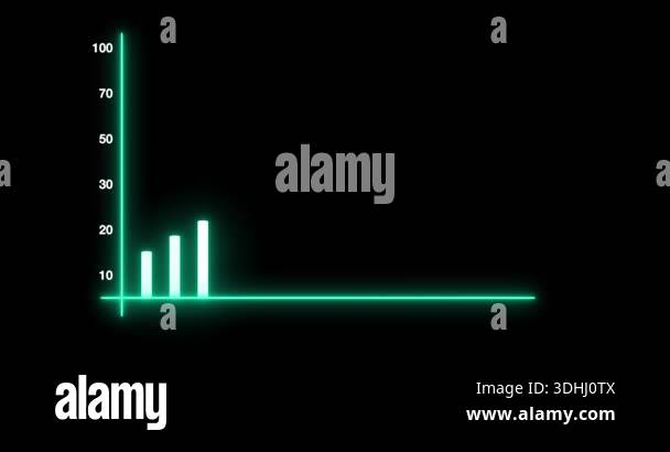 Animated Neon Bar Chart Financial Growth Business Data Technology on ...