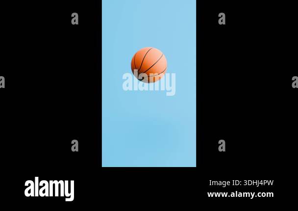 Basketball Ball Bouncing Seamless Loop on Blue Background with Copy ...