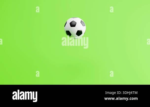 Soccer Ball Bouncing Seamless Loop on Green Background, 3D Animation ...