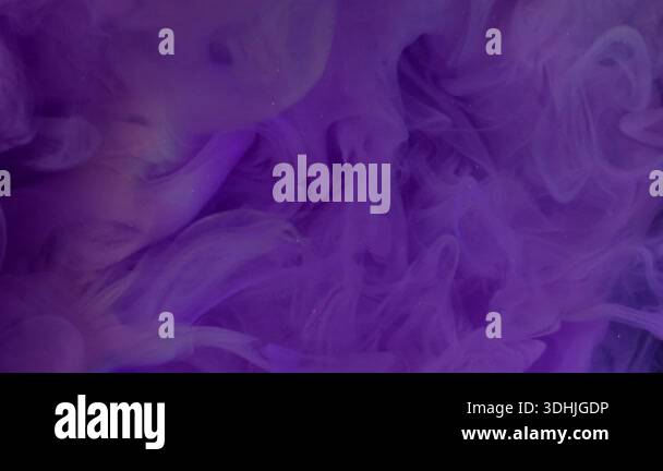 Smoke blend. Gleam flow. Violet purple paint curl spread in water ...