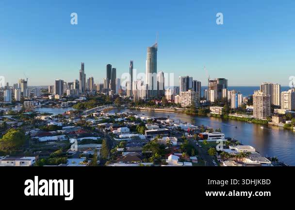 Drone captures dynamic views of Gold Coast skyline and Nerang River ...