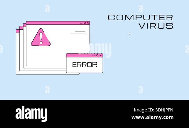 Computer virus. Moving banner with programmer or tester hand holding ...