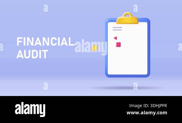 3D Finance audit. Moving banner with flying gold coins, tax calendar ...