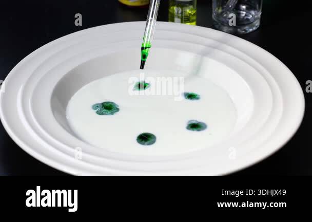 Milk and dye create vibrant color patterns Stock Video Footage - Alamy