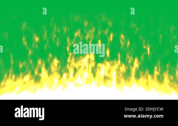 Realistic Fire on Green Screen Burning Flames Animation, High-Energy ...