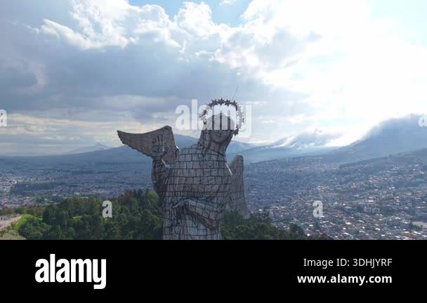 Winged Virgin Mary statue on El Panecillo hill overlooking Quito ...