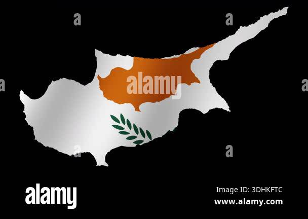 Looping animation of the Cyprus flag as a map with a transparent ...