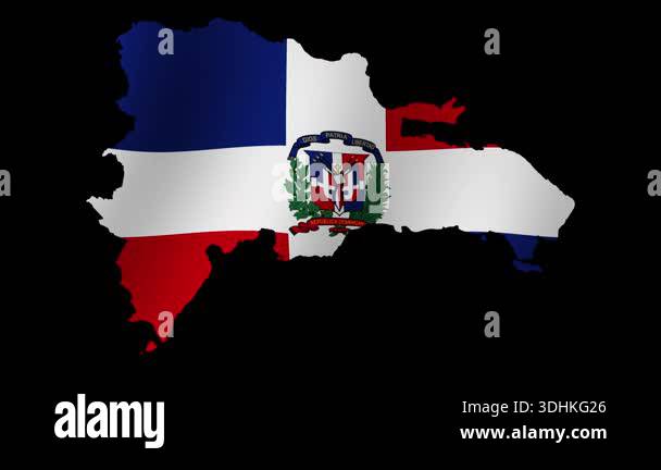 Looping animation of the Dominican Republic flag as a map with a ...