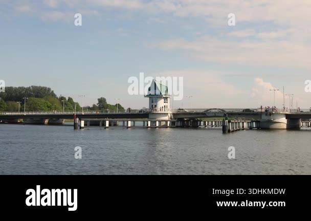 Scenic view of the famous Schlei bascule bridge opening in kappeln ...