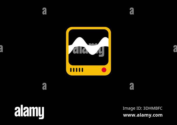 An orange rectangular frame encloses a white oscillating wave line to ...