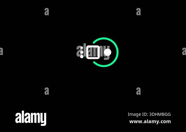 A green circular icon featuring a small square and a dot represents a ...