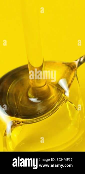Natural Vegetable Oil Flow in Motion, Vertical Macro Slow Motion Stock ...