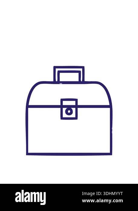 stretching up animation of line drawing cartoon of a metal case icon ...