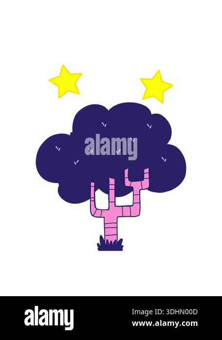 spinning stars animation of apple tree illustration Stock Video Footage ...