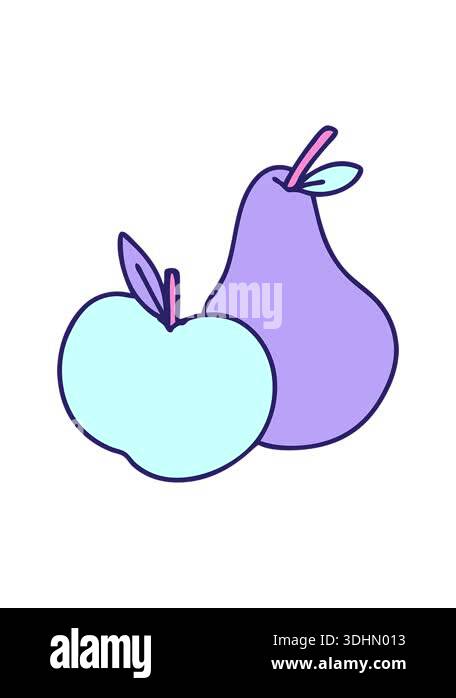 jiggle and pause animation of cartoon of an apple and pear Stock Video ...
