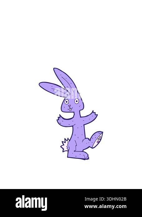 stretching up animation of cartoon rabbit character Stock Video Footage ...