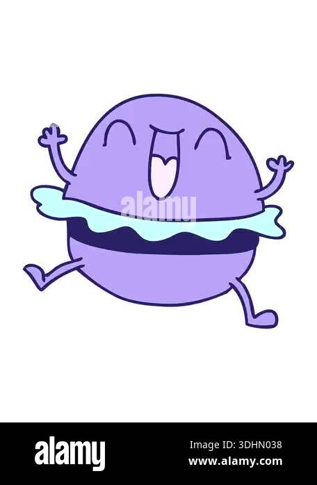 shivering motion animation of hand drawn quirky cartoon happy burger ...