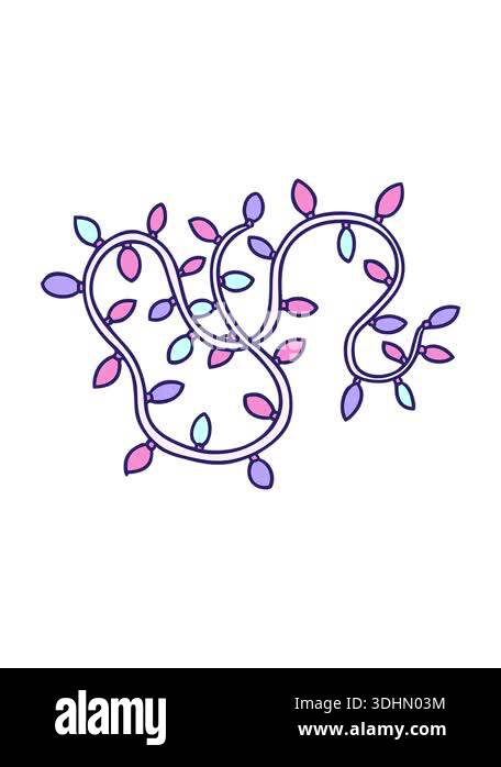 power up animation of hand drawn cartoon doodle of colourful lights ...