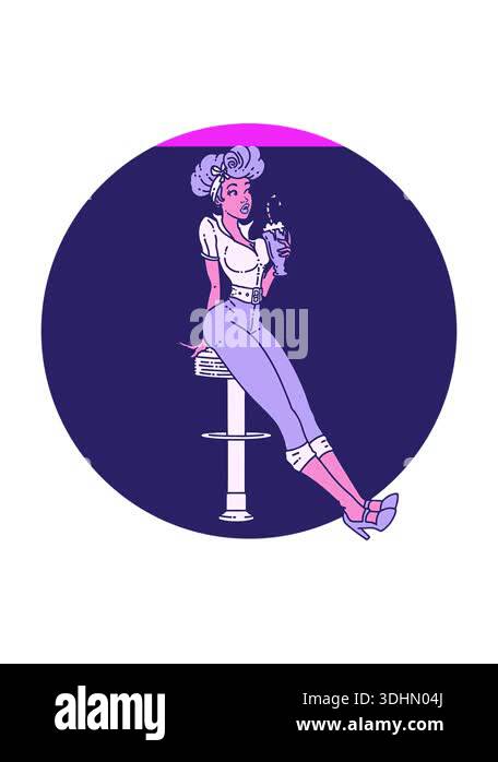 power up animation of tattoo in traditional style of a pinup girl ...