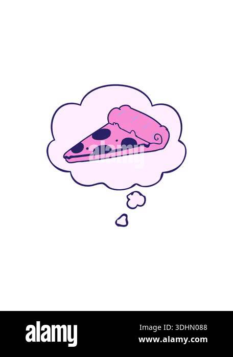 flashy sales animation of cartoon pizza slice with thought bubble Stock ...