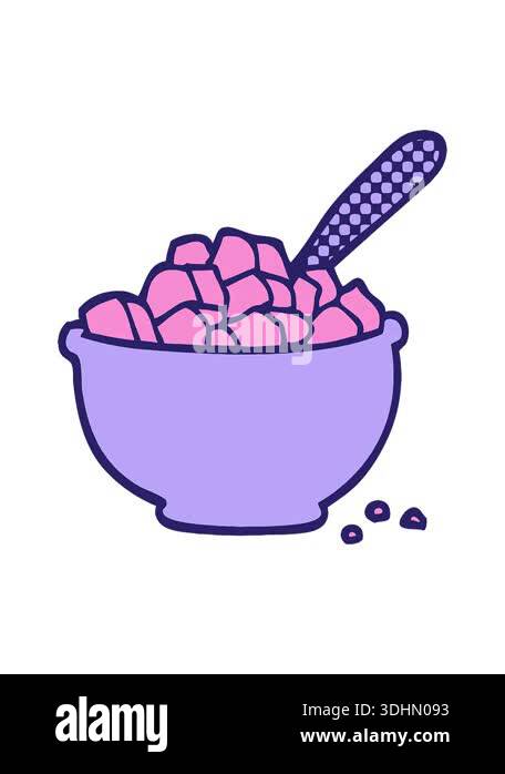 bob and pause animation of cartoon doodle bowl of cereal Stock Video ...