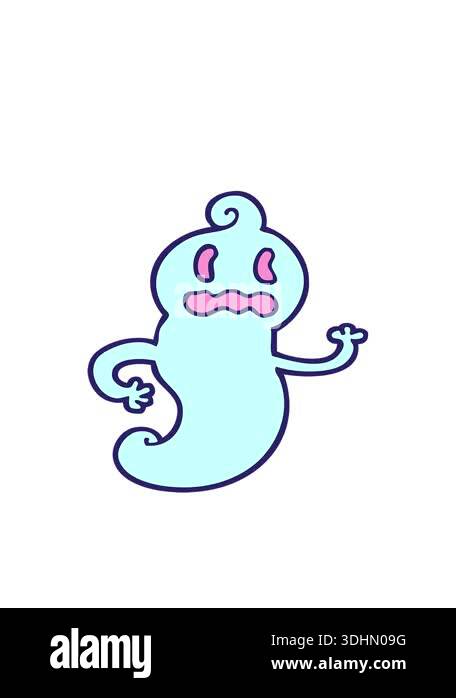 bobbing motion animation of hand drawn cartoon spooky ghost Stock Video ...