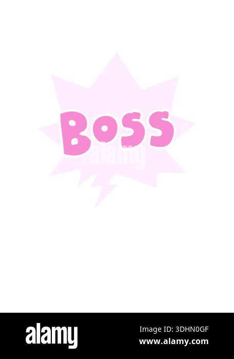 rise and float animation of cartoon word boss with speech bubble in ...