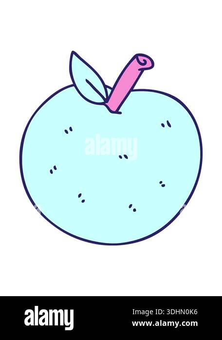 pressure popping animation of hand drawn quirky cartoon apple Stock ...