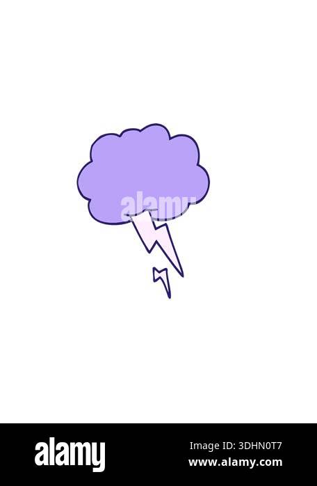 horizontally vibrating animation of cartoon doodle storm cloud with ...