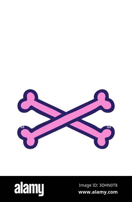 stretching up animation of iconic tattoo style image of cross bones ...