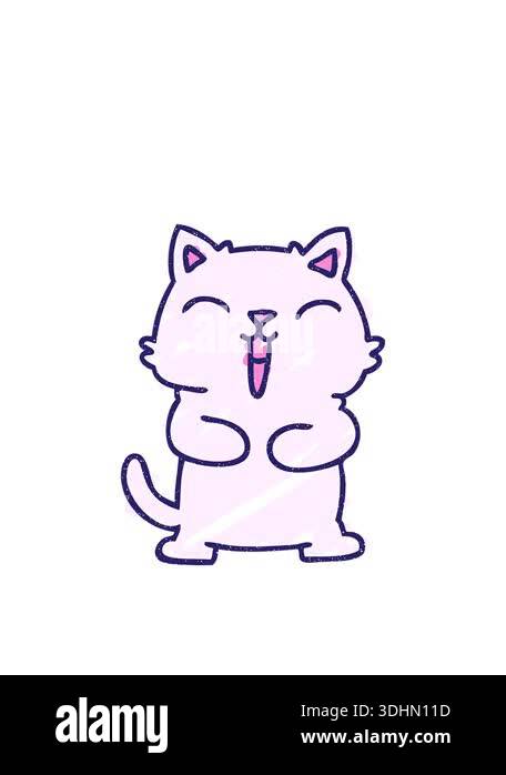 jumping motion animation of Cute Cat Chalk Drawing Stock Video Footage ...