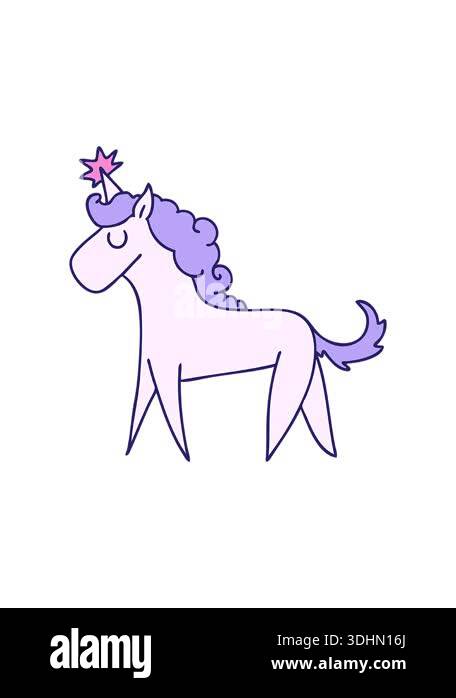 radioactive glowing animation of hand drawn quirky cartoon unicorn ...