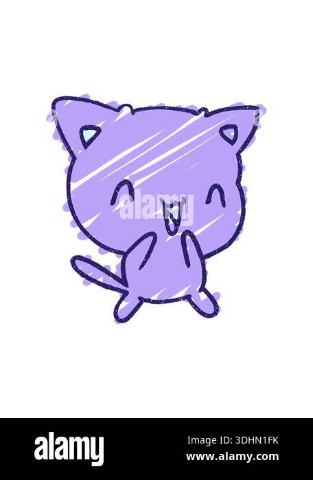 shine light effect animation of Happy Cat Chalk Drawing Stock Video ...