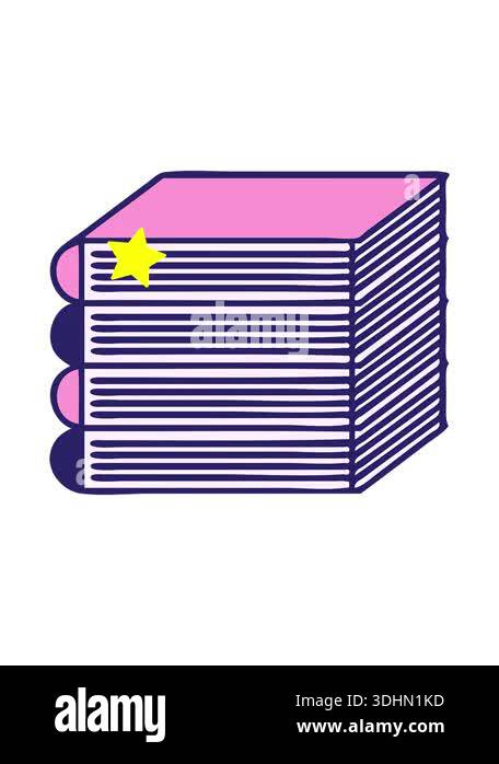 twinkling stars effect animation of cute cartoon of a stack of books ...