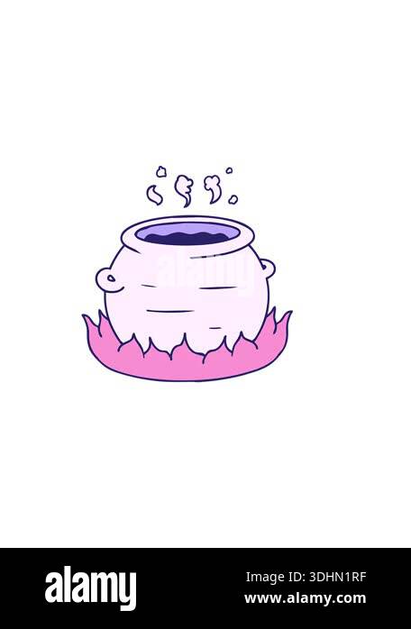 horizontally vibrating animation of hand drawn cartoon doodle of a pot ...