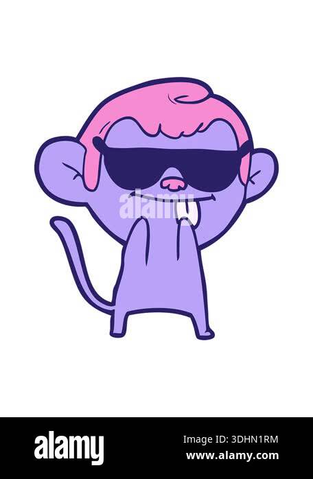 shine light effect animation of funny cartoon monkey wearing shades ...