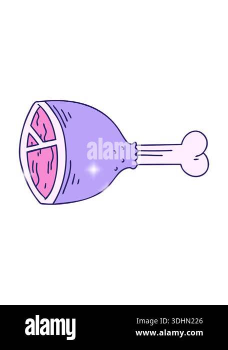 glitter effect animation of hand drawn quirky cartoon meat bone Stock ...