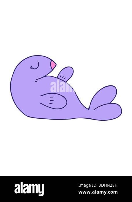 jiggle and pause animation of hand drawn quirky cartoon seal Stock ...