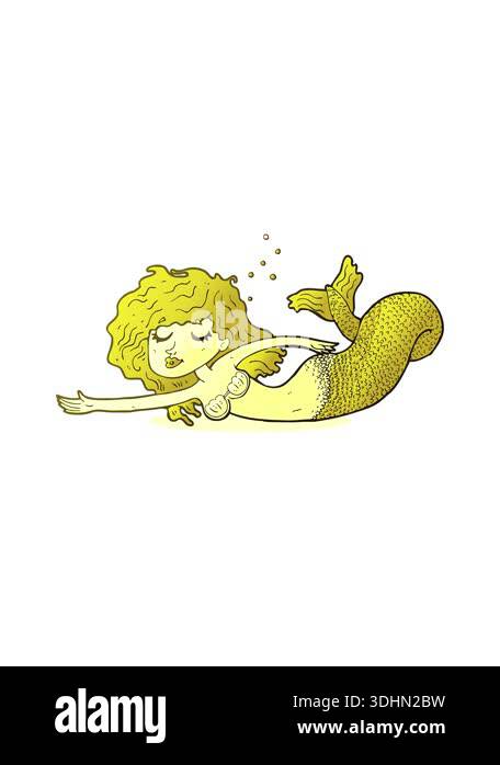 changing color animation of cartoon mermaid drawing Stock Video Footage ...