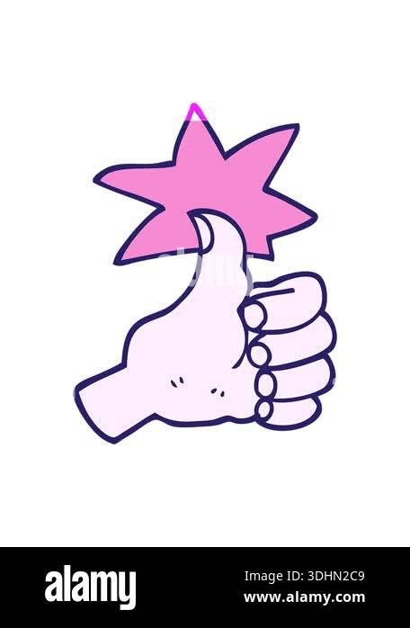 power up animation of hand drawn doodle style cartoon thumbs up symbol ...