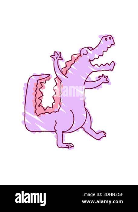 jiggle motion animation of Alligator Chalk Drawing in bright glow color ...