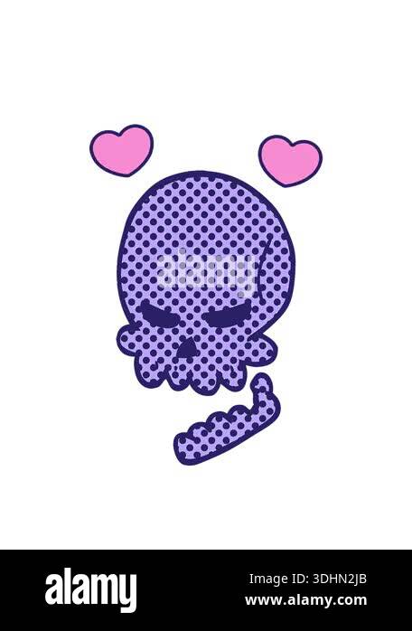 spinning hearts animation of cartoon halloween skull Stock Video ...