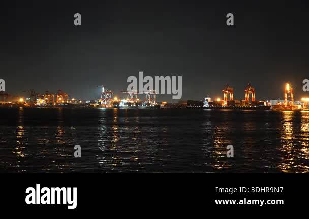 Tokyo container terminal night view 2024 Stock Video Footage - Alamy