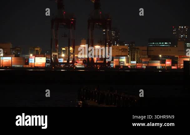 Tokyo container terminal night view 2024 Stock Video Footage - Alamy