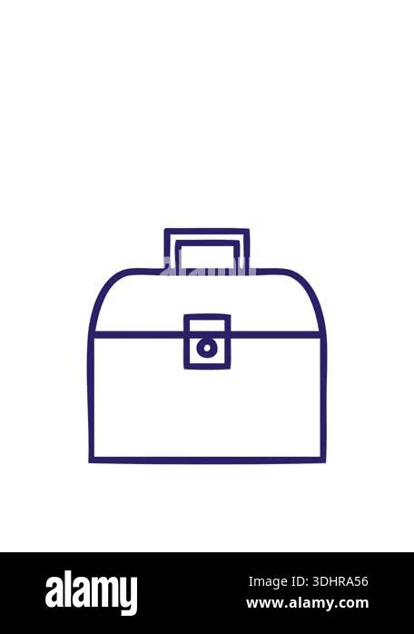 jumping motion animation of line drawing cartoon of a metal case icon ...