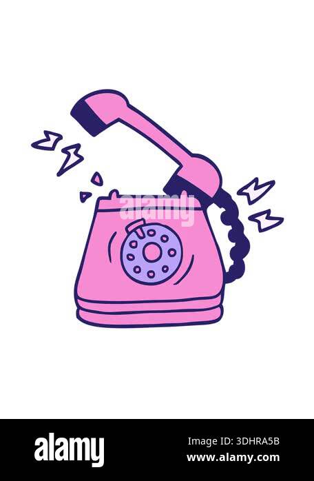 vibrating motion animation of cartoon doodle old rotary dial telephone ...
