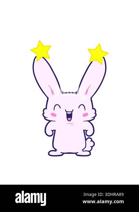 spinning stars animation of cartoon rabbit laughing Stock Video Footage ...