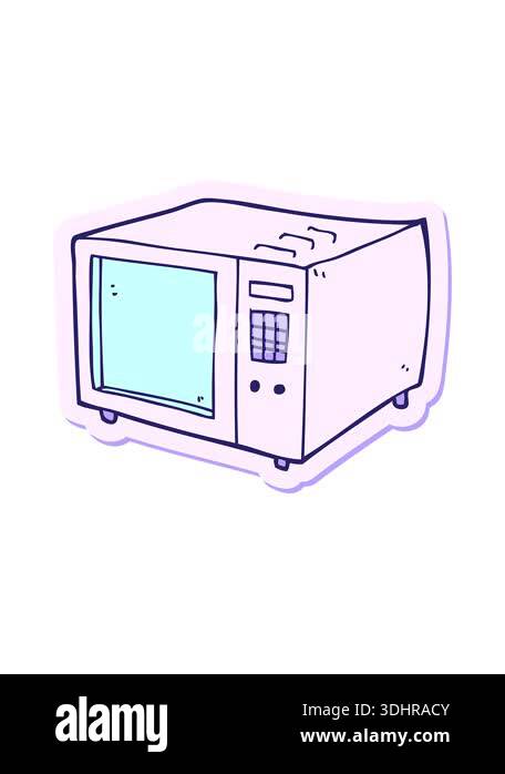 shine light effect animation of sticker of a cartoon microwave Stock ...