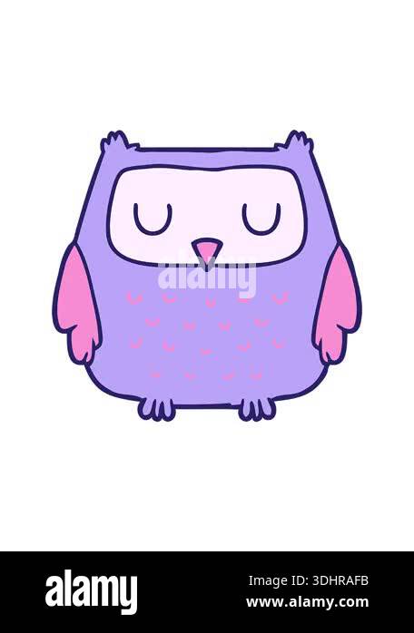 spinning motion animation of cartoon owl drawing Stock Video Footage ...